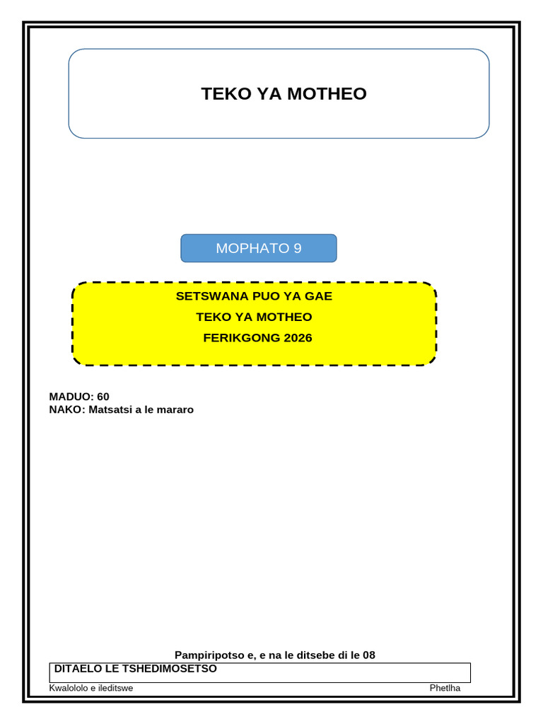 Baseline Mophato 9 Ferikgong 2026 | PDF