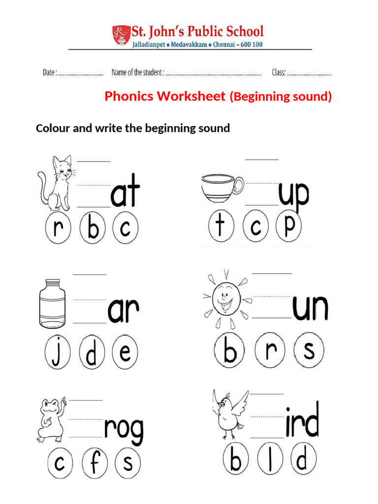 LKG Beginning Sound Workshet | PDF