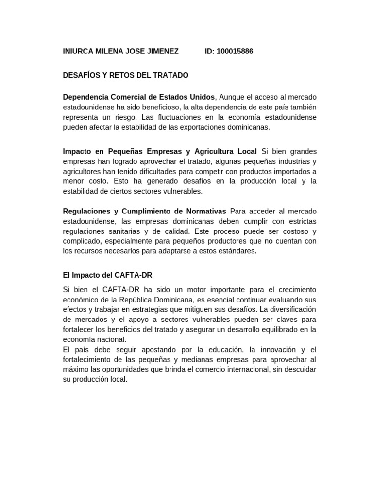 Desafios Del DR - Cafta | PDF | Agricultura | Economias