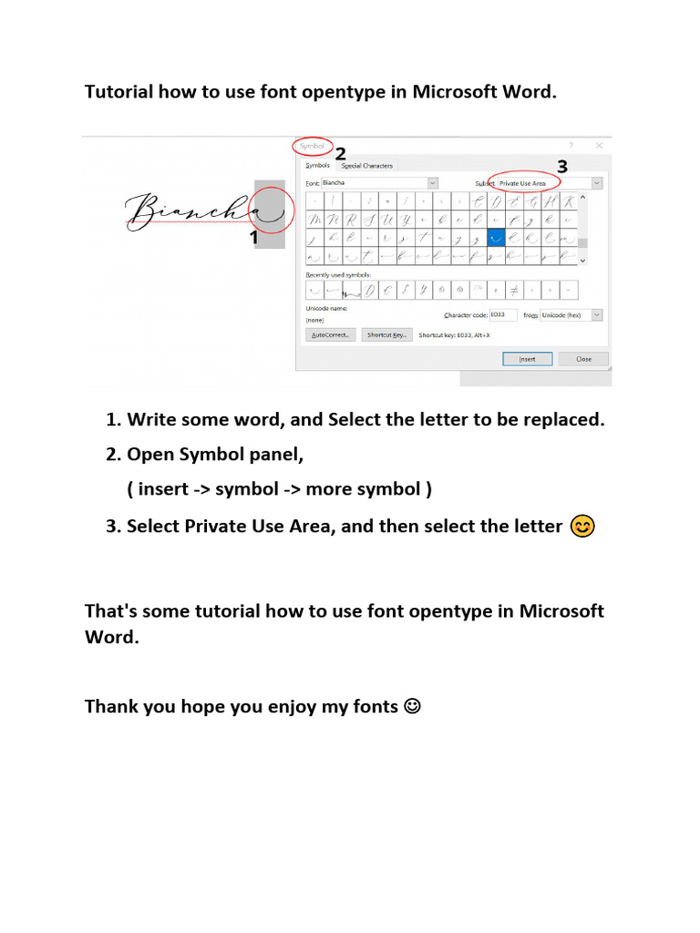 Tutorial How To Use Font Opentype in Microsoft Word | PDF