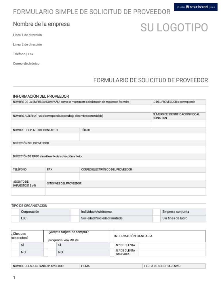 IC Simple Vendor Application Form 10895 WORD ES | PDF