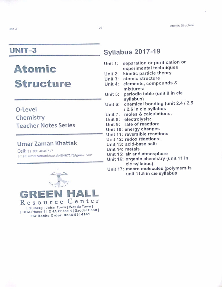 Unit 3 Atomic Structure | PDF