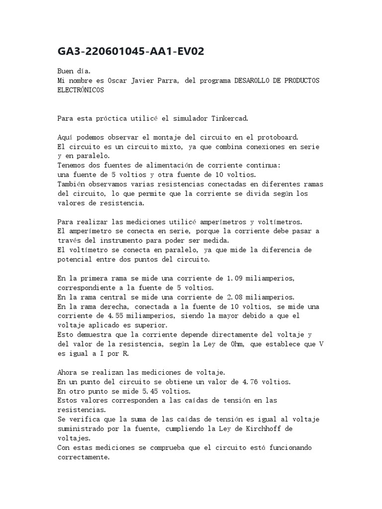 Evidencia GA3-220601045-AA1-EV02 | PDF | voltaje | Red eléctrica