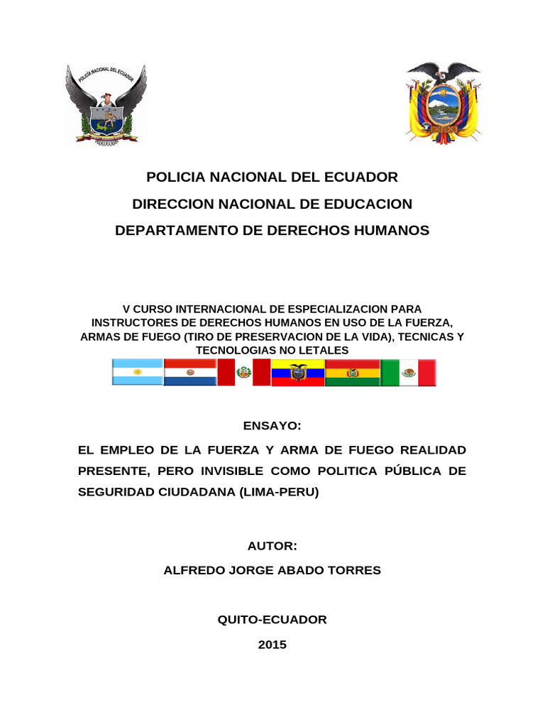 Ensayo Del Uso de La Fuerza - Abado | PDF | Policía | Derechos humanos