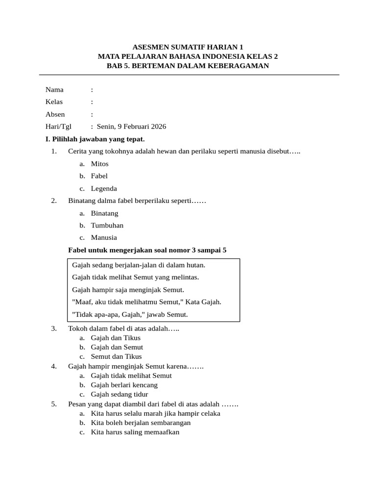 Asesmen Sumatif Harian 1 | PDF