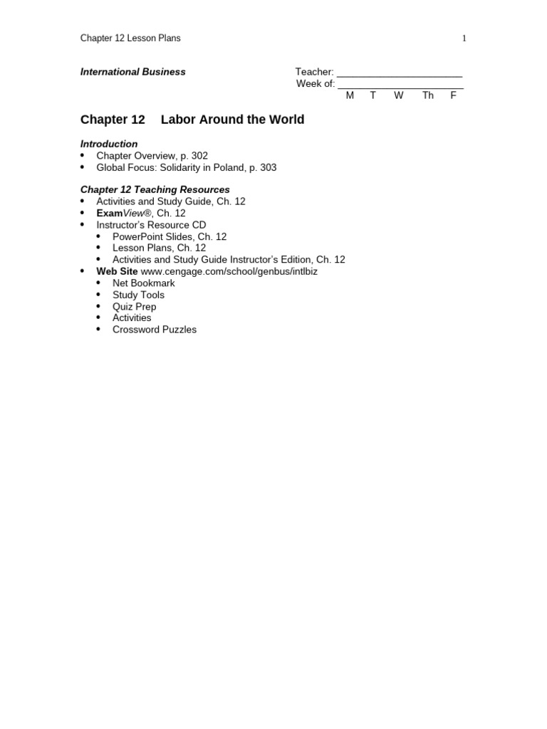Chapter 12 Lesson Plans | PDF | Lesson Plan