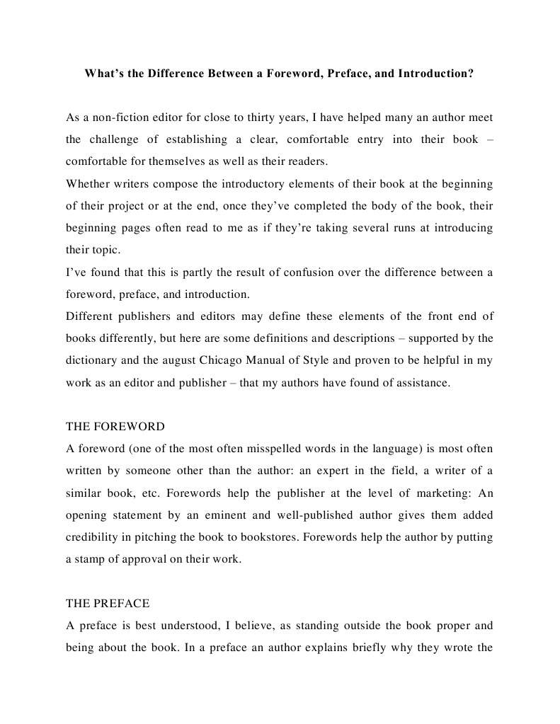 Foreword vs Preface vs Introduction | PDF | Books | Cognitive Science