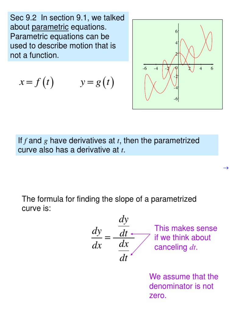 Calculus of Parametric Equations | PDF | Derivative | Slope