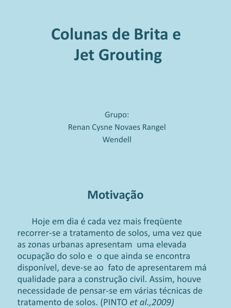 Colunas de Brita e Jet Grouting em Solos | PDF | Solo | Cimento