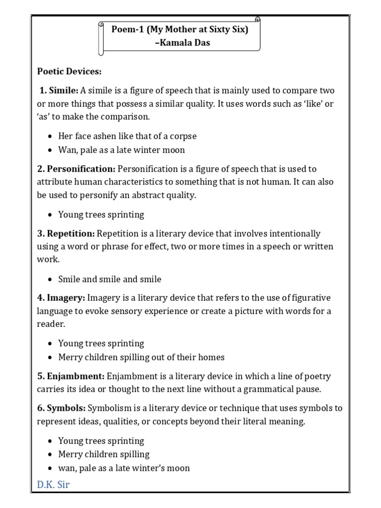 Poetic Devices Used in Poems | PDF | Poetry