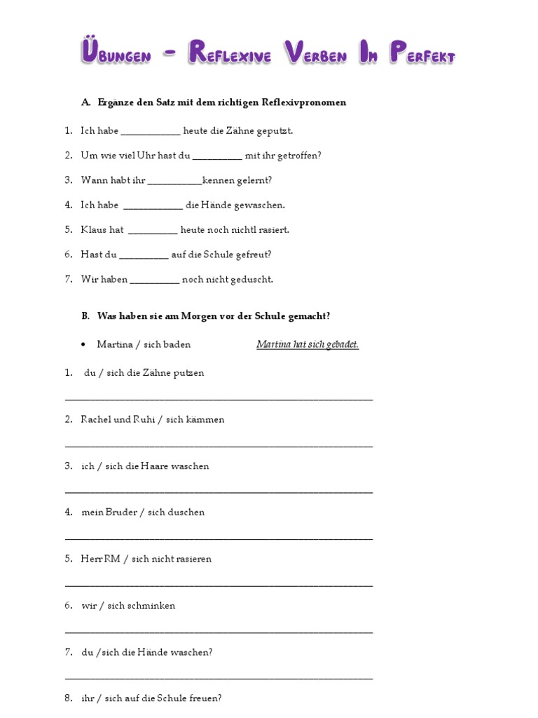 Reflexive Verben - Übungen
