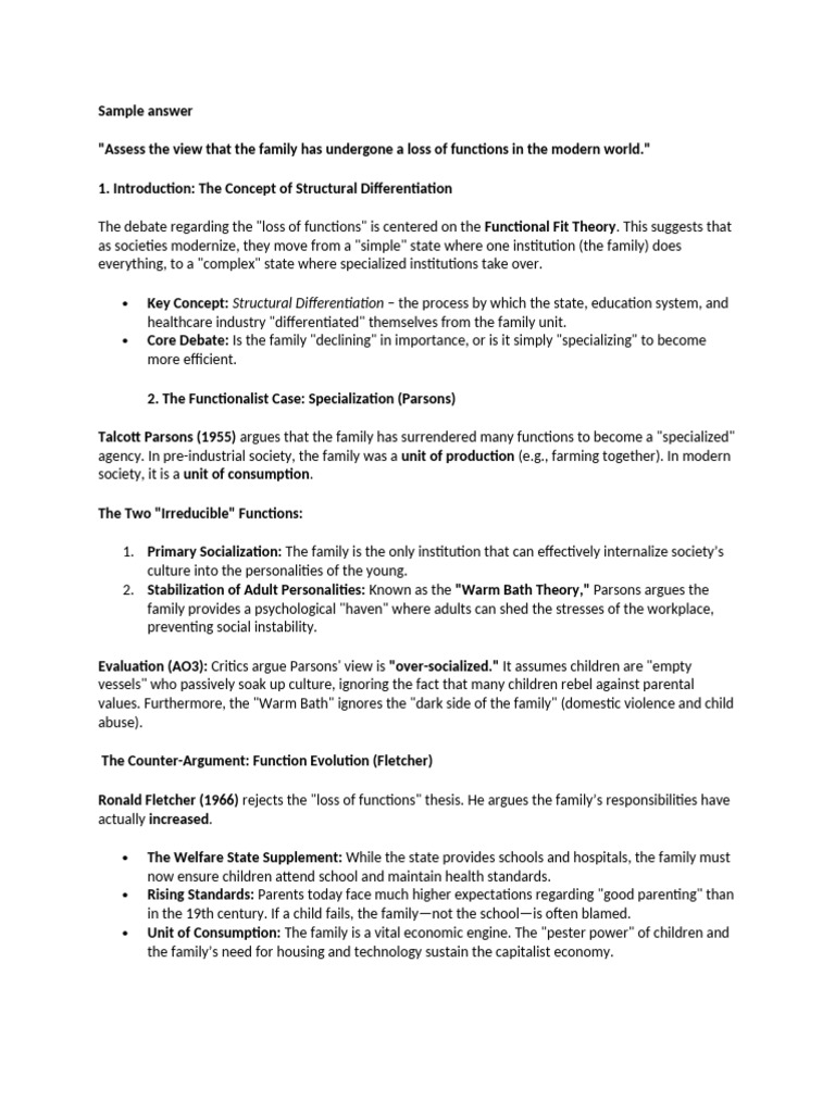 Loss of Function Sample Answer | PDF | Family | Capitalism