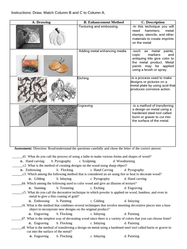 Enhancement Method Drawing Metal Answers | PDF | Engraving | Etching