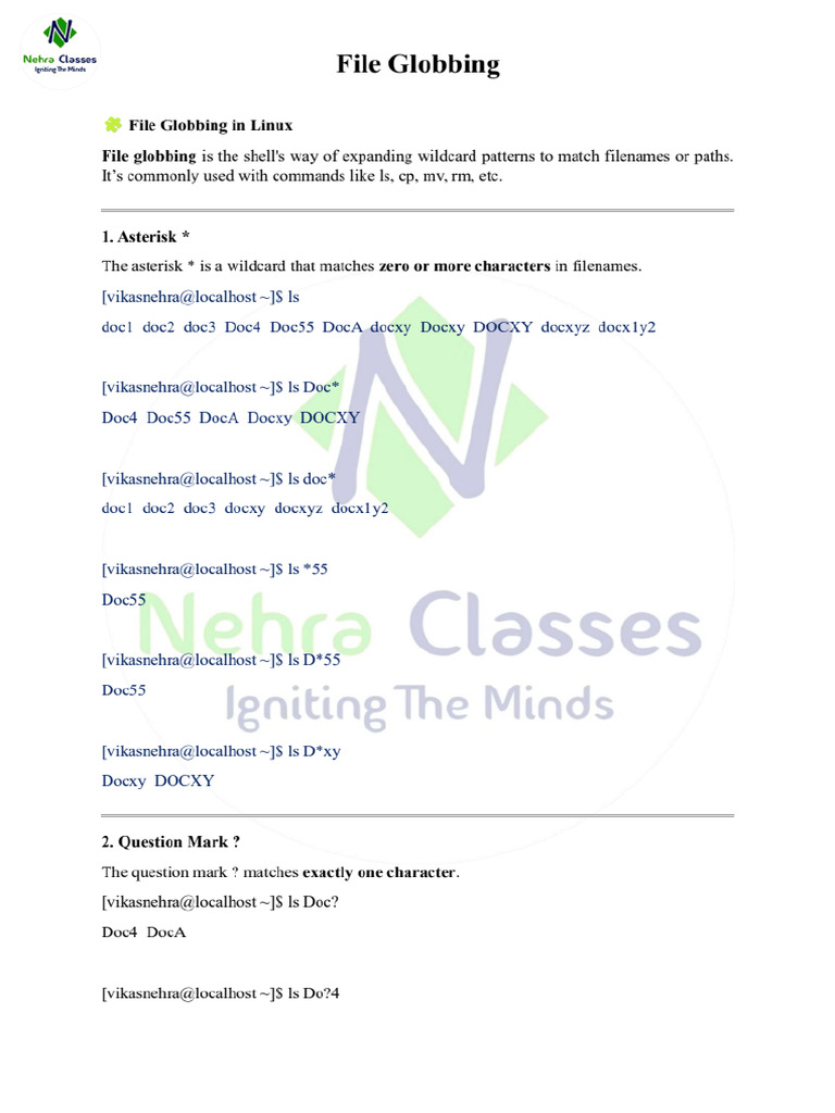 Session - 15 (File Globbing in Linux) | PDF