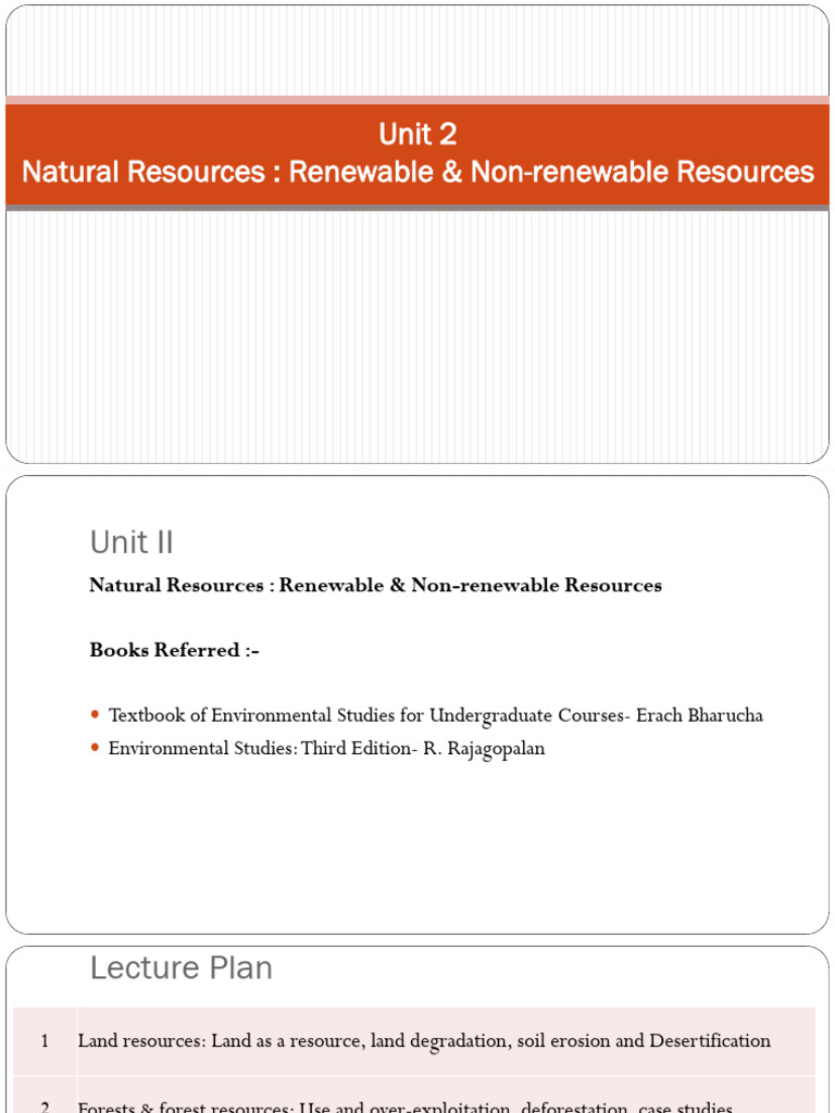 Unit II Natural Resources Renewable and Non-Renewable Resources | PDF ...