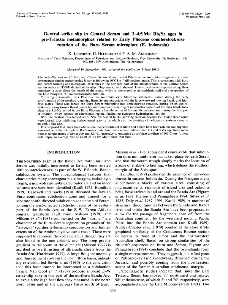 Dextral Strike Slip in Central Seram and | PDF | Fault (Geology) | Geology
