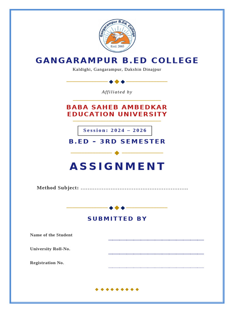 ASSIGNMENT Font Page For GMP College | PDF