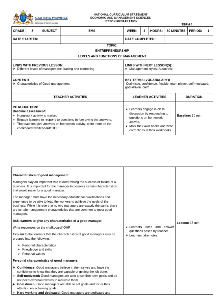 Week 4 Lesson Plan 1 | PDF | Learning | Cognition