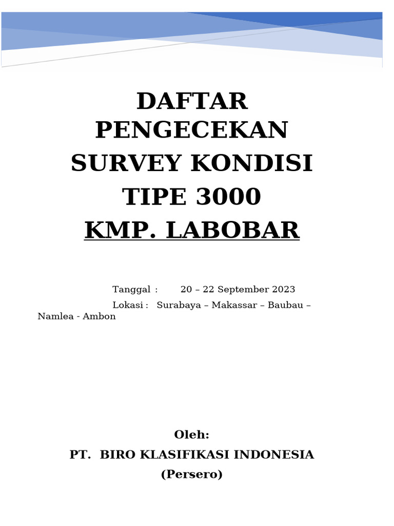 Laporan Survey Km. Labobar | PDF | Engineering Tolerance | Fracture
