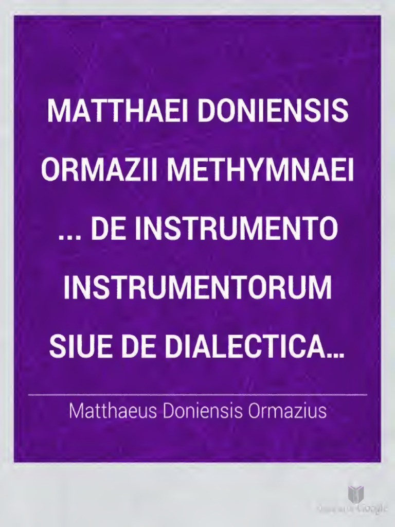 De Instrumento Instrumentorum Sive de Dialéctica - Mateo Dueñas Ormaza ...