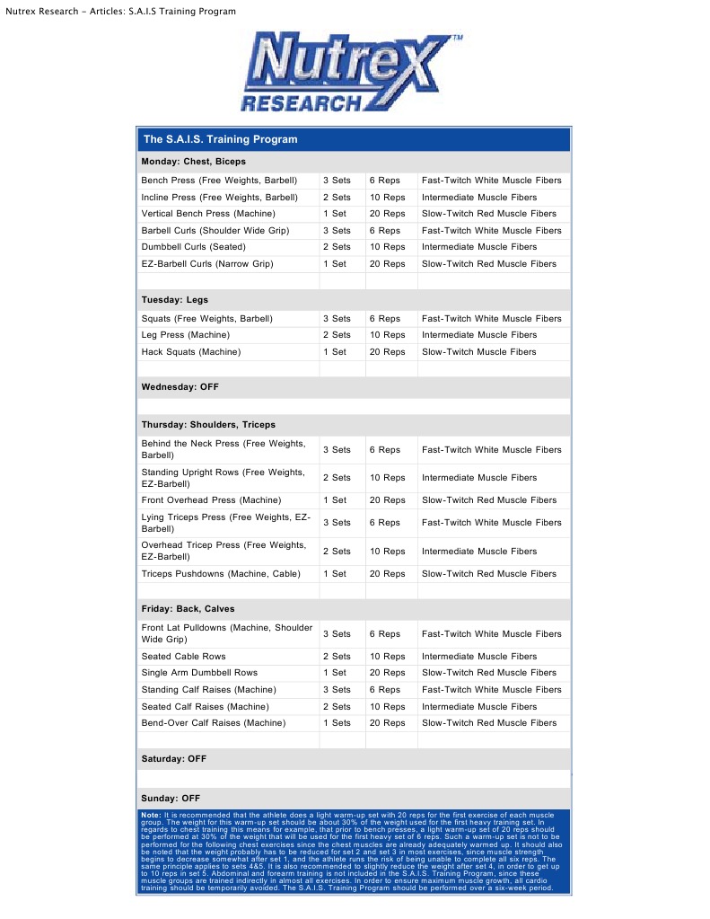 SAIS Training Program | PDF | Recreation | Self Care