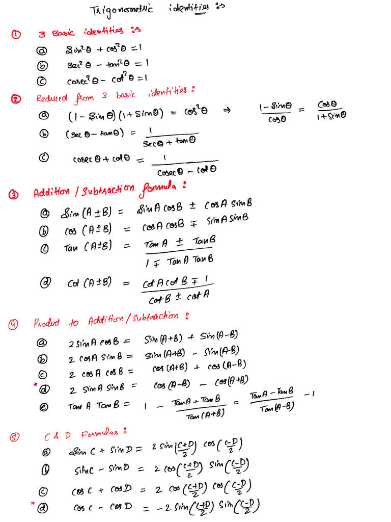 Trigo Formula Sheet | PDF