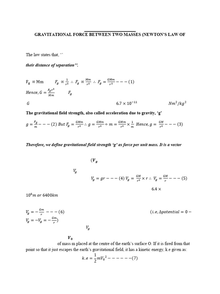 Gravitational & Electric Field Note | PDF | Gravity | Newton's Law Of ...