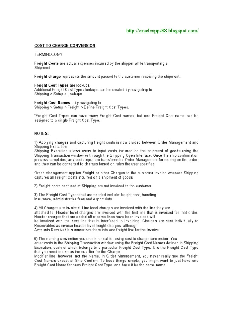 Freight Cost to Charge Conversion Guide | PDF | Cargo | Cost