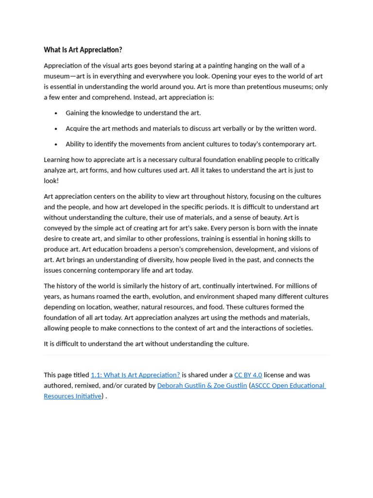 What Is Art Appreciation | PDF | Visual Arts Education | Cognition