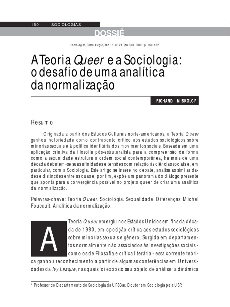 Teoria Queer e Sociologia | PDF | Ciências Sociais