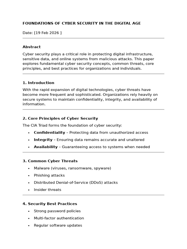 Foundations of Cyber Security in The Digital Age | PDF