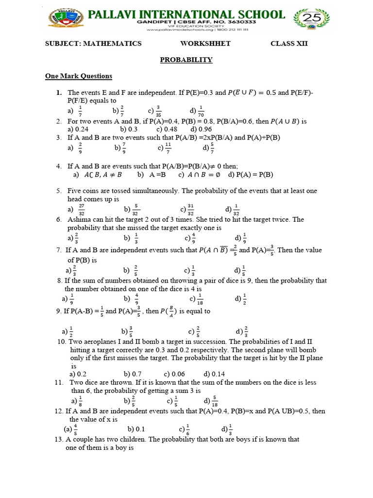 12th Chapter 13 Probability | PDF | Probability | Probability Distribution
