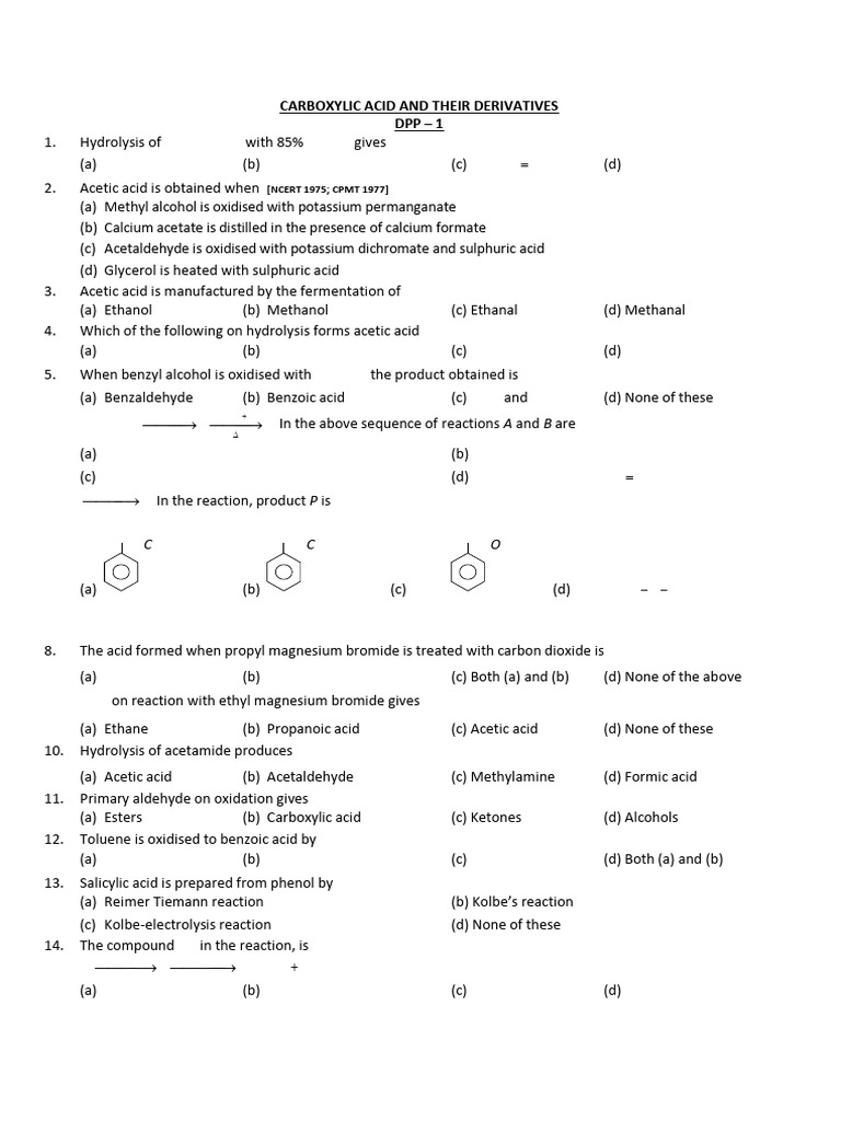 Carboxylic Acid and Their Derivatives | PDF | Carboxylic Acid | Ester