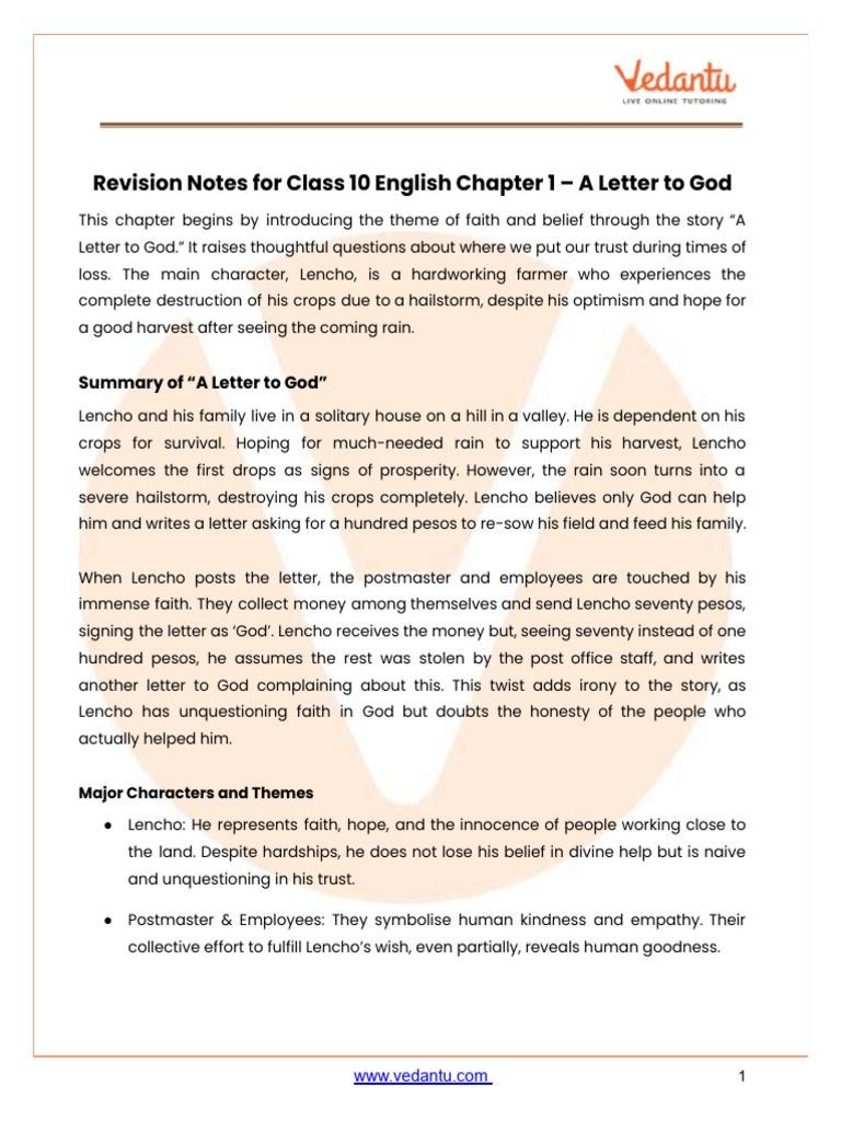 CBSE Notes Class 10 English First Flight Chapter 1 - Free PDF | PDF ...