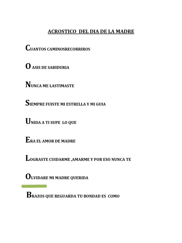 Acrostico de La Madre | PDF