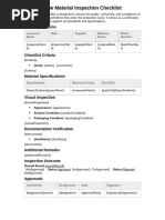 Incoming Raw Materials Inspection Checklist | PDF