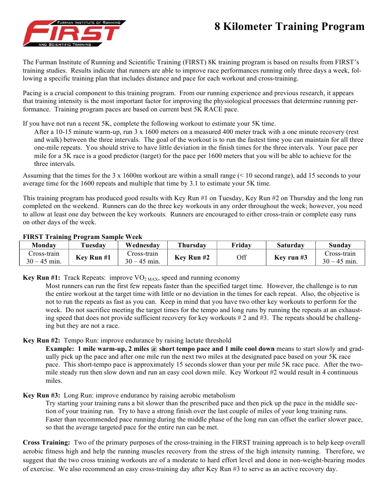 8K Training Program | PDF | Physical Exercise | Physical Fitness