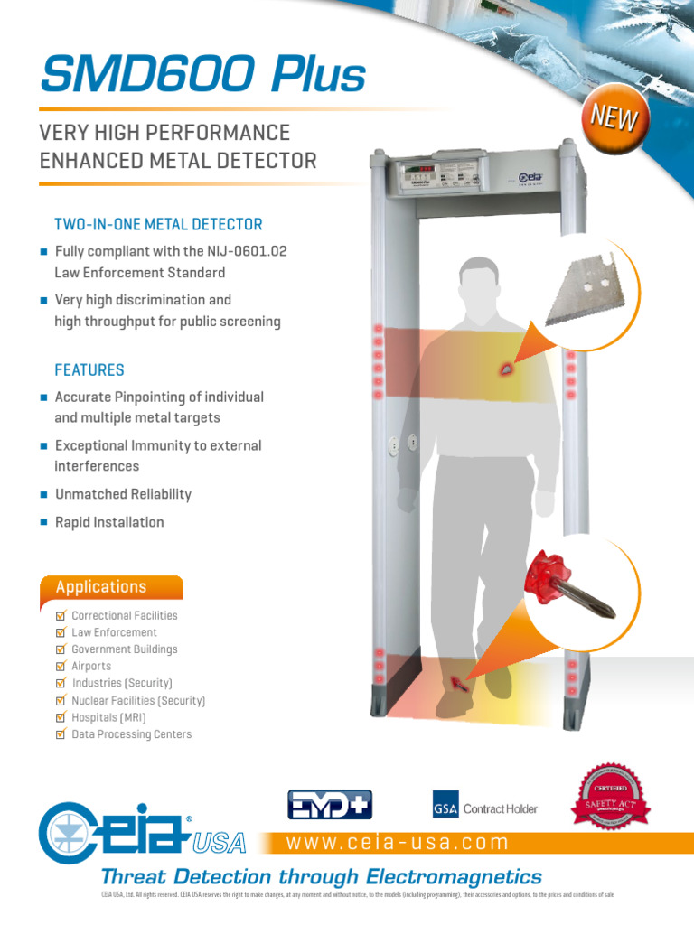 Metal Detector SMD600PlusbrochureUS | PDF | Metal Detector | Smart Card