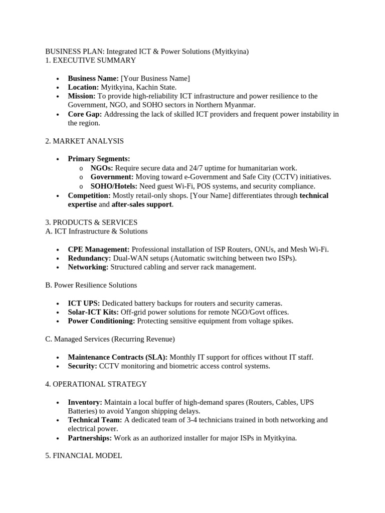 ICT Business PLan | PDF