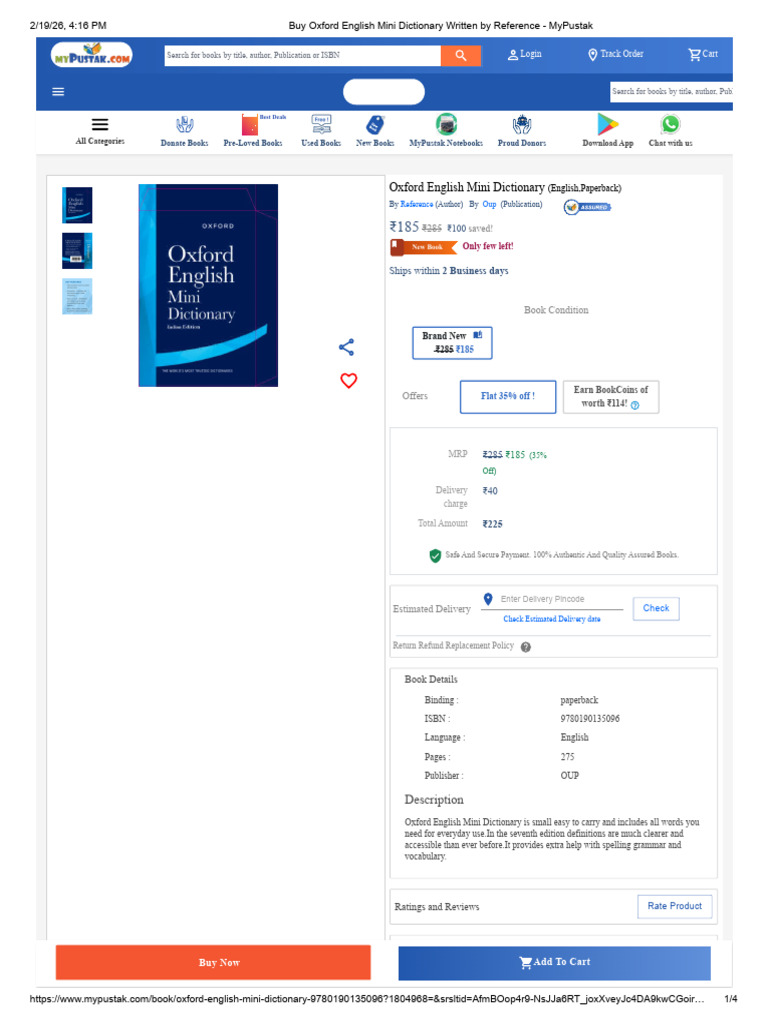 Buy Oxford English Mini Dictionary Written by Reference - MyPustak ...