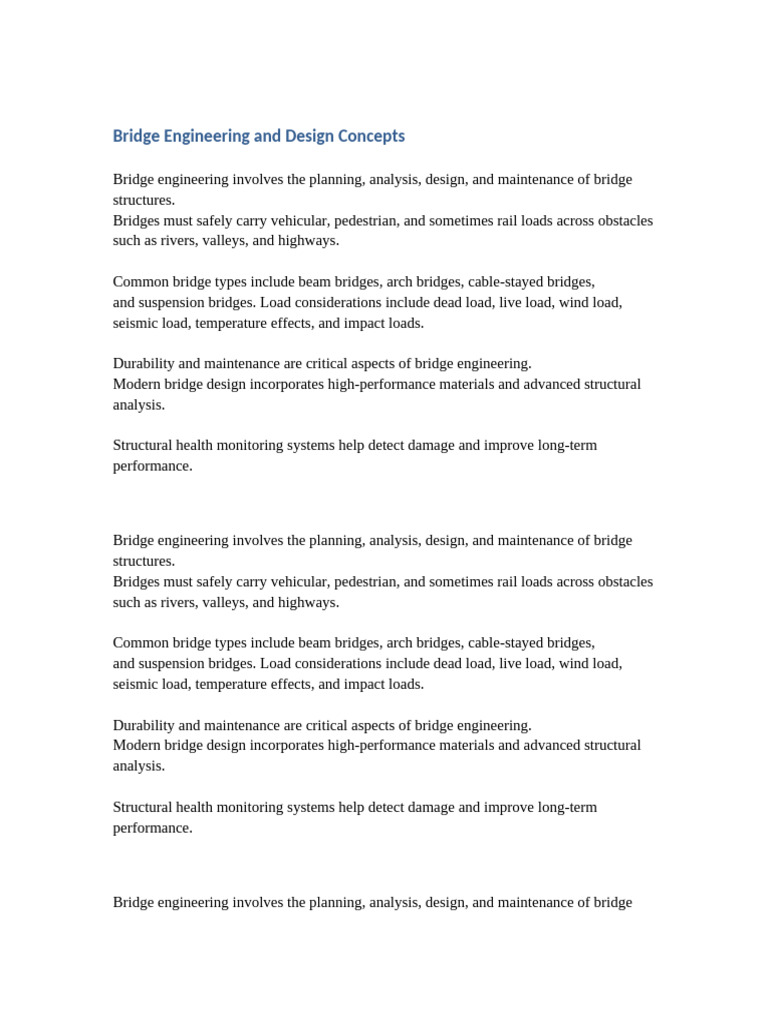 Document 12 Bridge Engineering and Design Concepts | PDF | Bridge ...