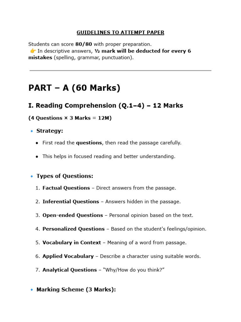 Guidelines g10 English Boardexam 2025-26 | PDF | Verb | Linguistics