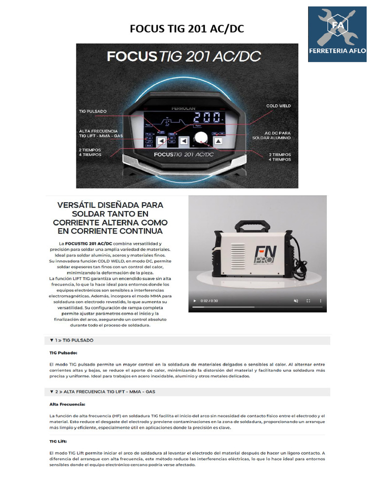Focus Tig 201 Ac DC | PDF