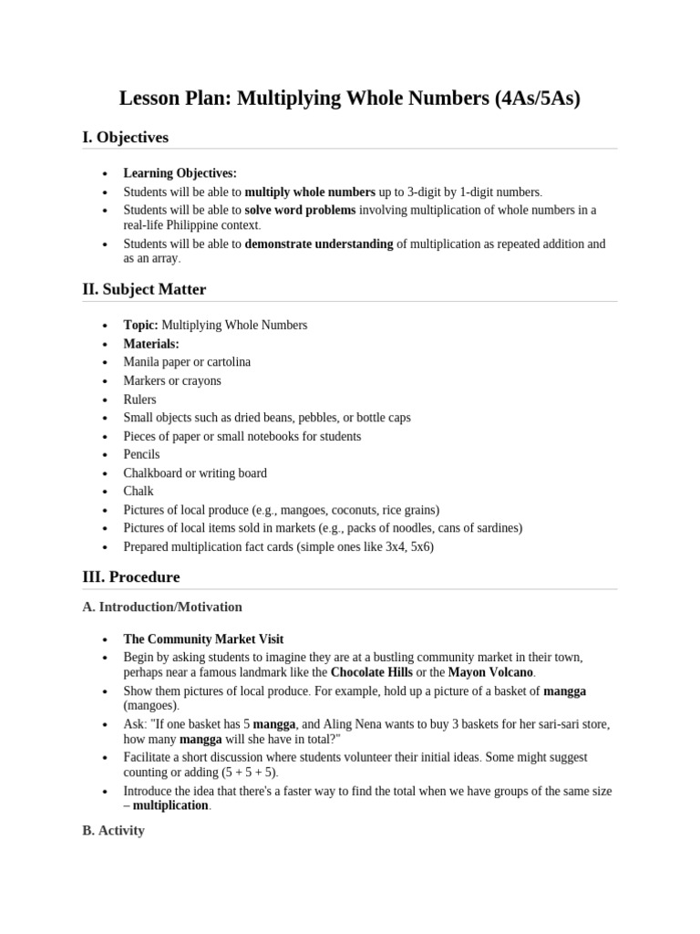 Multiplying Whole Numbers | PDF | Multiplication