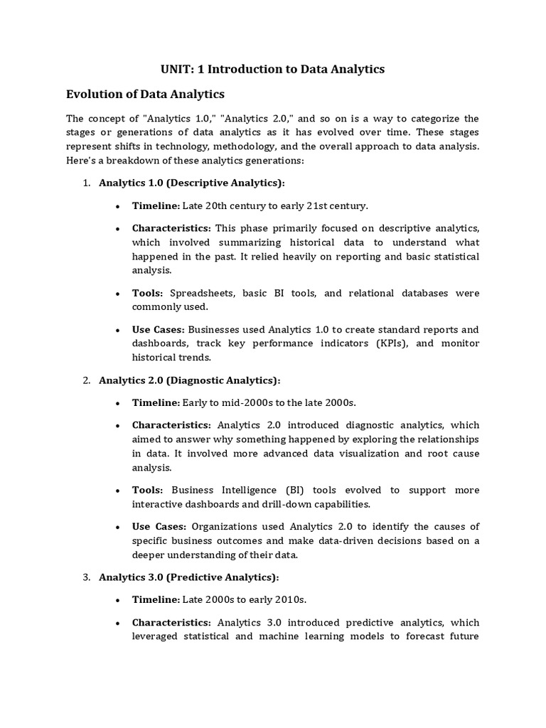 Unit-1 Data Analytics | PDF | Analytics | Data Analysis