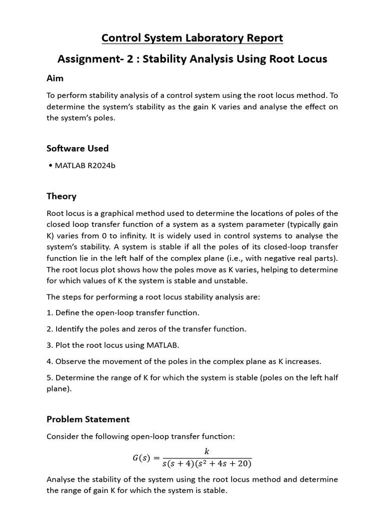Control System Laboratory Report | PDF | Control Theory | Mechanics
