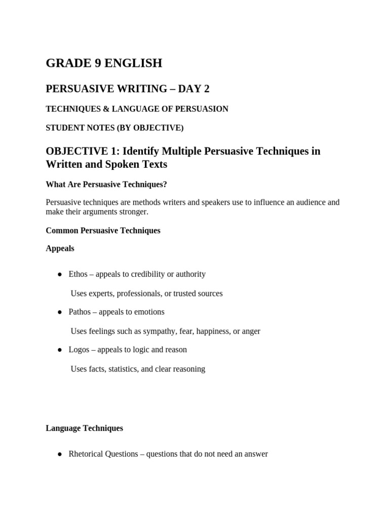 Day 2 Persuasive Writing | PDF | Rhetoric | Argument