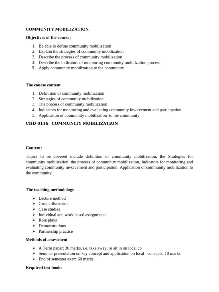 Community Mobilization Notes Complete-2 | PDF | Community | Leadership