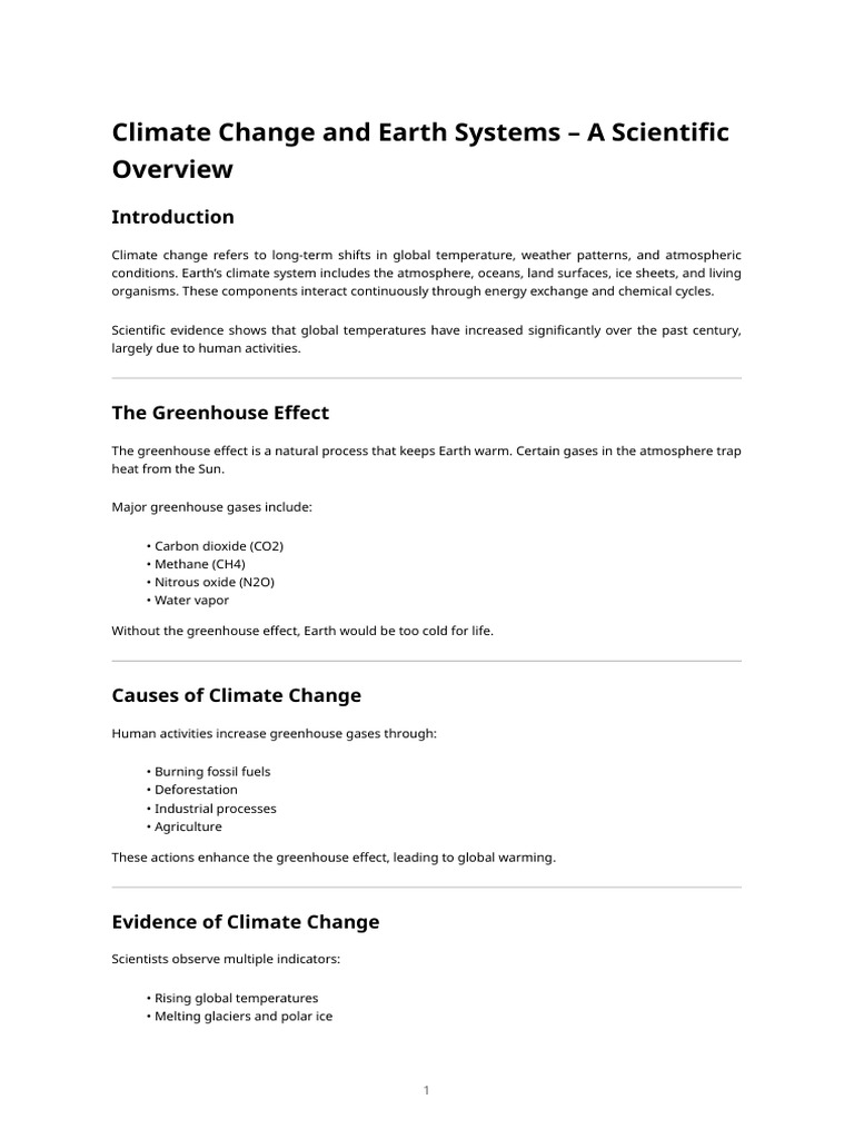 Climate Change and Earth Systems | PDF | Climate Change | Greenhouse Gas