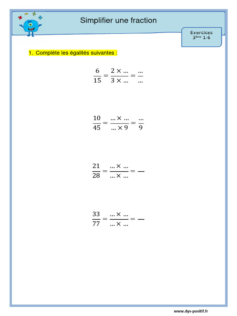 Exercices 1 6 Simplifier Une Fraction | PDF | Théorie (échecs) | Échecs